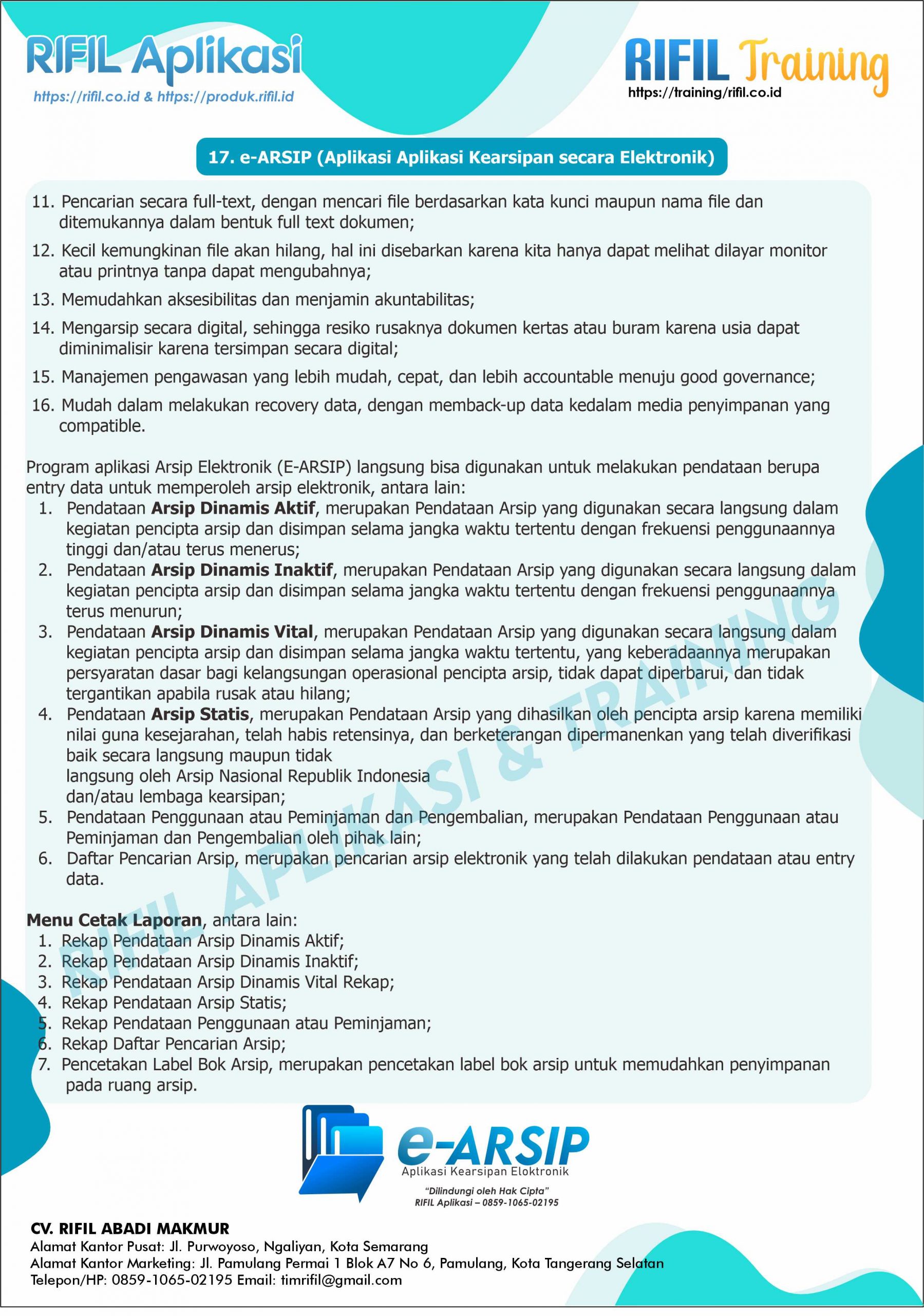 e-ARSIP (Aplikasi Sistem Informasi Kearsipan secara elektronik) – RIFIL ...